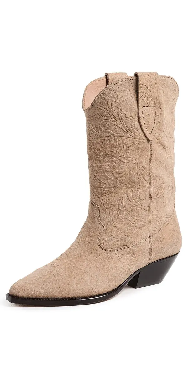 Isabel Marant Duerto Embossed Floral Boots - Desert