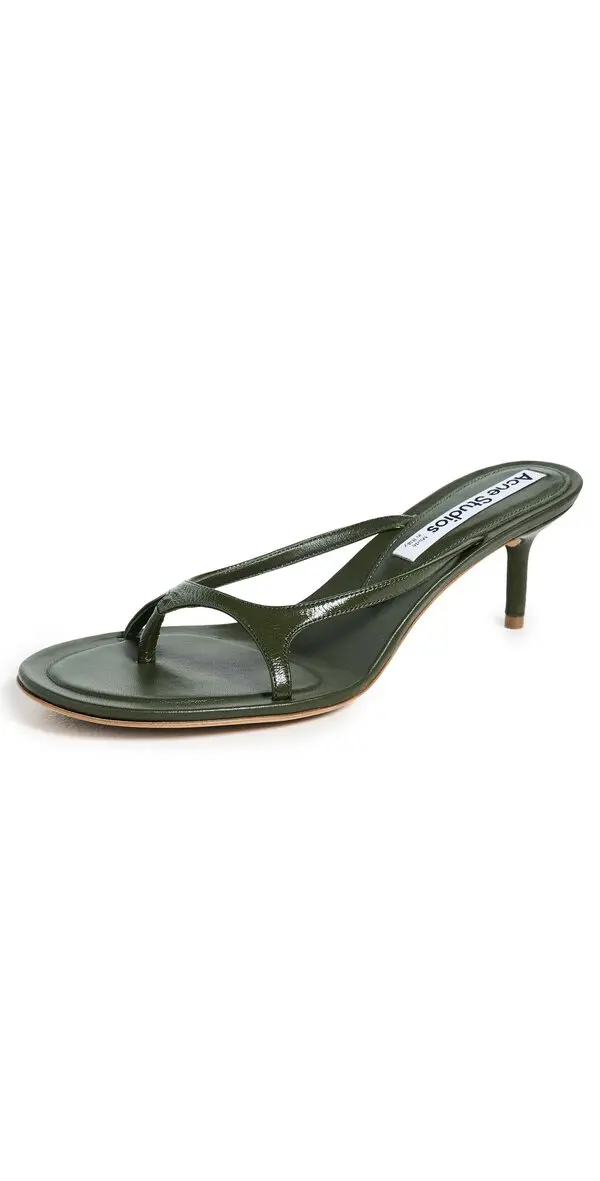 Acne Studios Leather Kitten Heels - Thyme Green