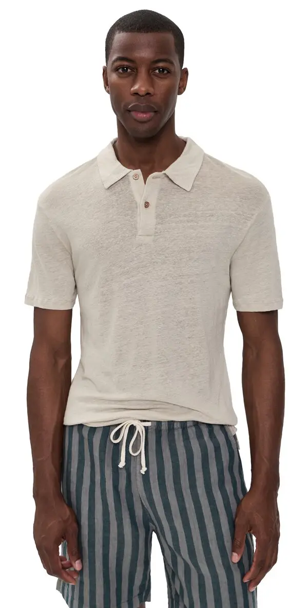 ALEX CRANE Linen Knit Polo - Bone