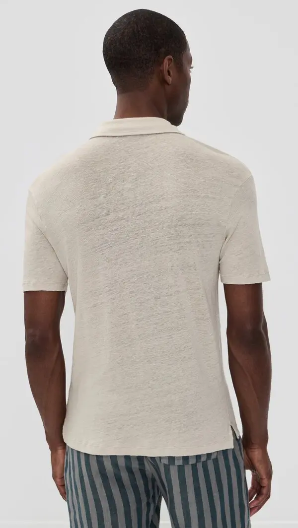 ALEX CRANE Linen Knit Polo - Bone