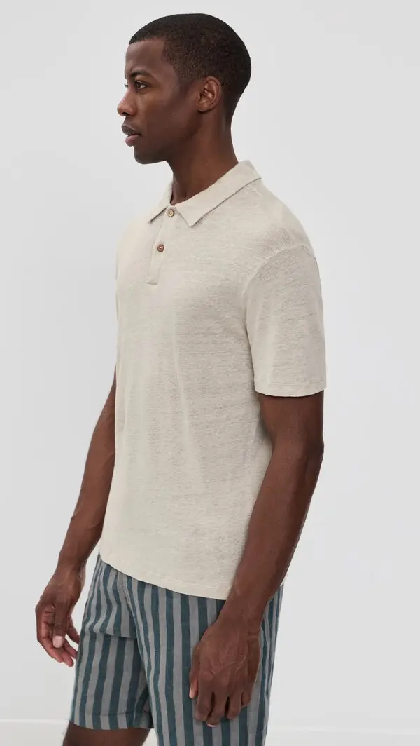 ALEX CRANE Linen Knit Polo - Bone