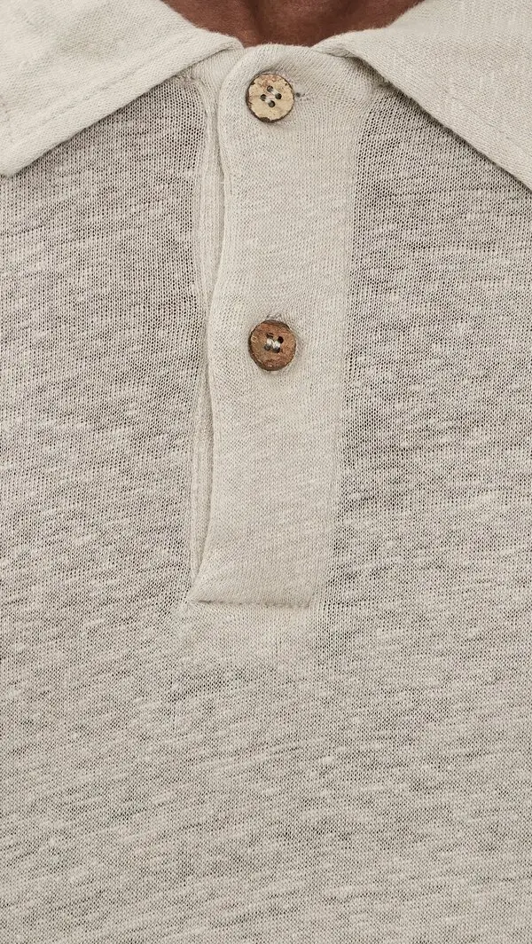 ALEX CRANE Linen Knit Polo - Bone