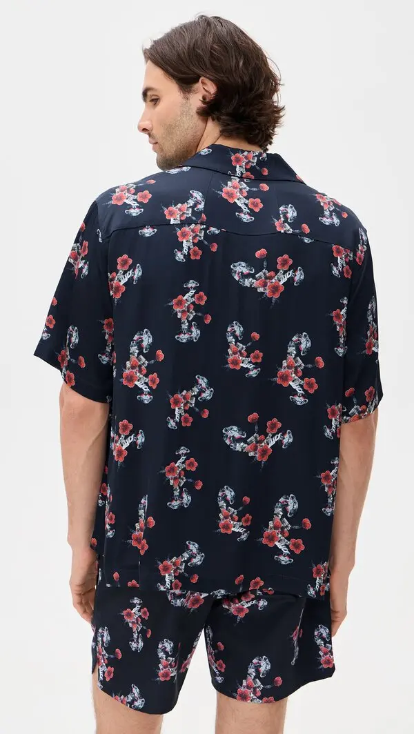 Rhude Turbo Floral Button Down Shirt - Black/red/multi