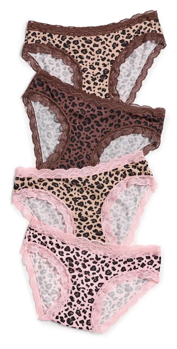 STRIPE & STARE Original Knicker Panties 4 Pack - Peach Latte Leopard