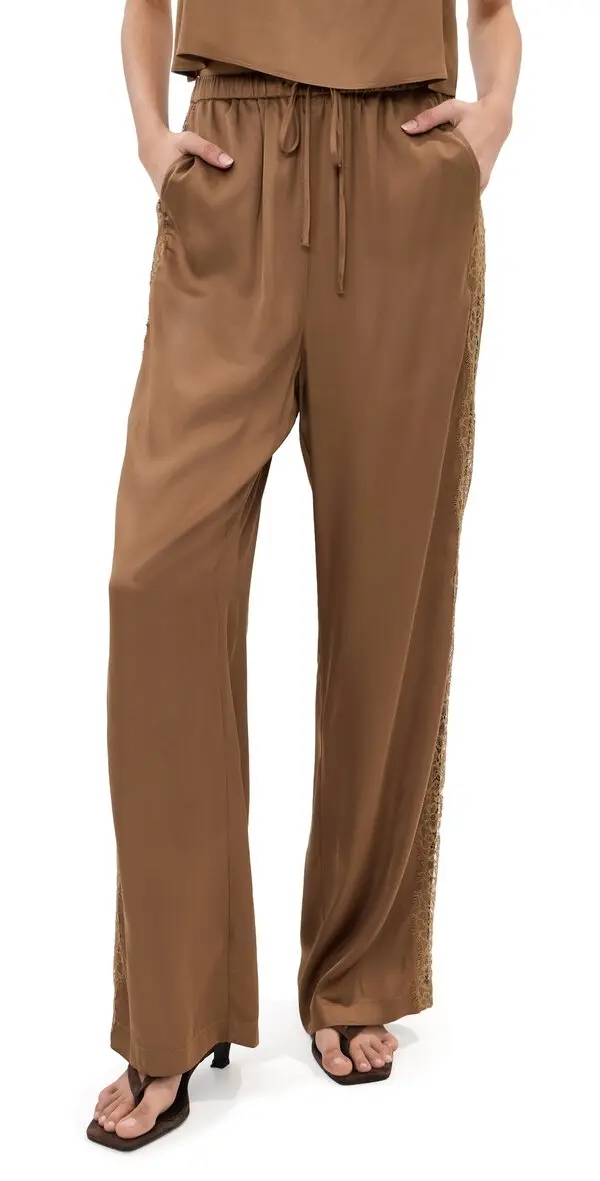 LE BOP Lauren Satin Pants - Hazelnut
