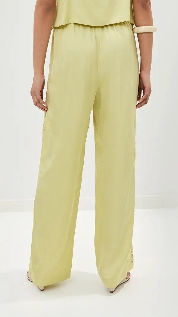 LE BOP Lauren Satin Pants - Honeydew