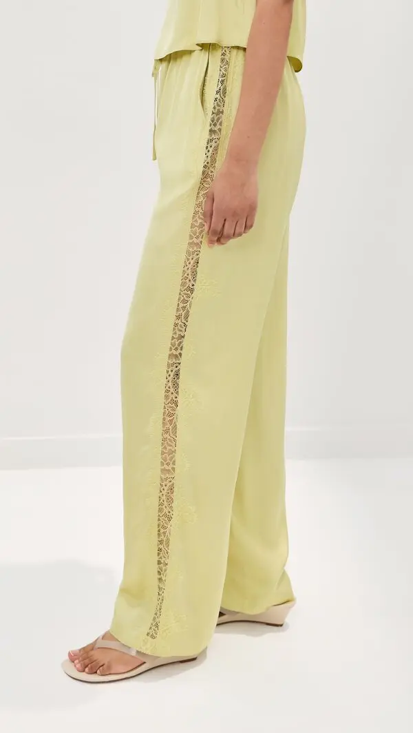 LE BOP Lauren Satin Pants - Honeydew