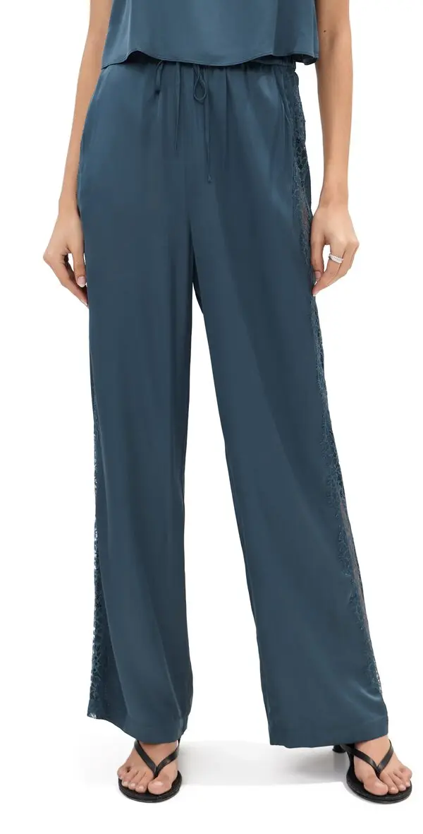 LE BOP Lauren Satin Pants - Navy