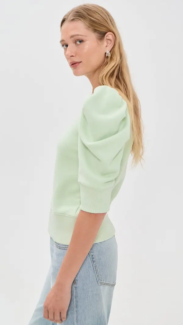 Alice + Olivia Draped Puff Sleeve Top - Light Sage