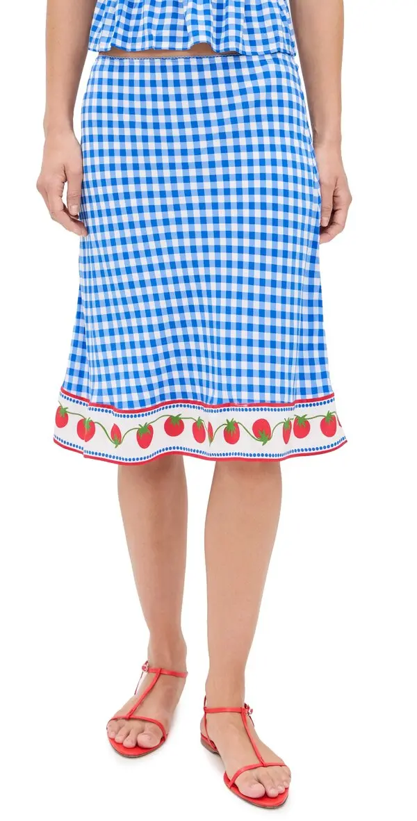 Rails Gingham And Tomato Print Skirt - Gingham Tomatoes