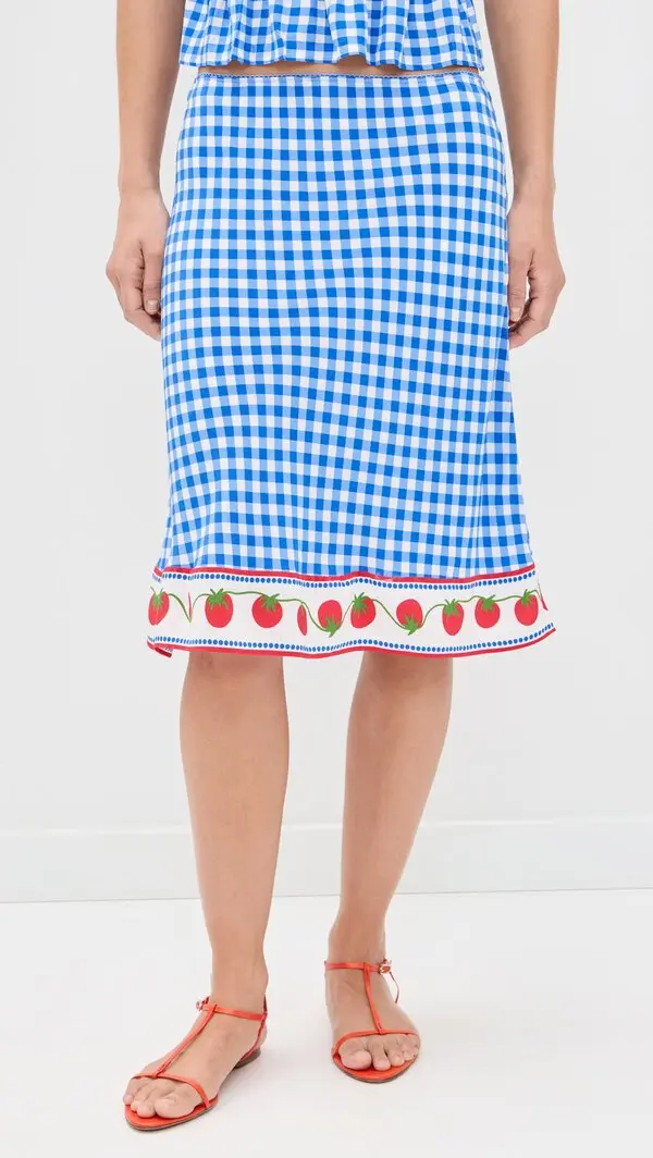 Rails Gingham Check Skirt With Tomato Print