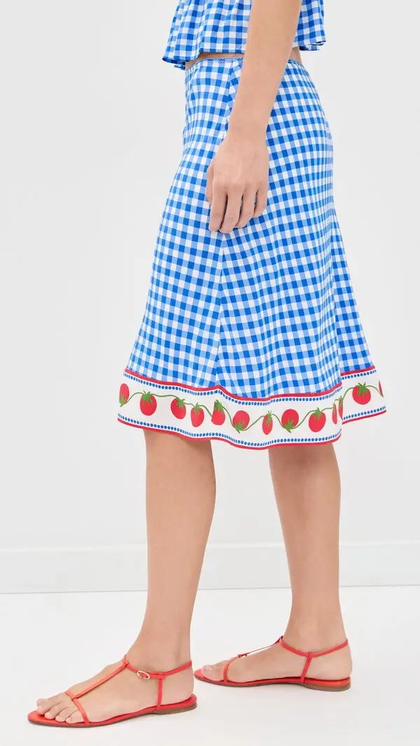 Rails Gingham Check Skirt With Tomato Print
