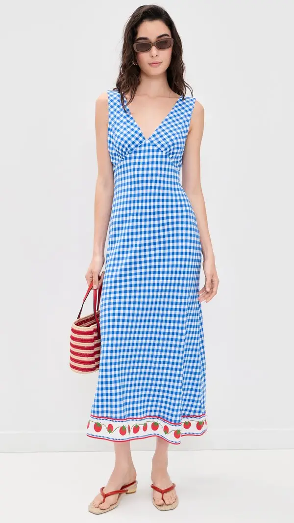 Rails Serafina Gingham Check Maxi Dress With Tomato Print