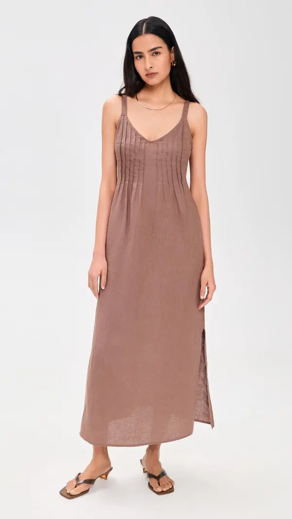 Splendid Stella Linen Pintuck Midi Dress - Wicker
