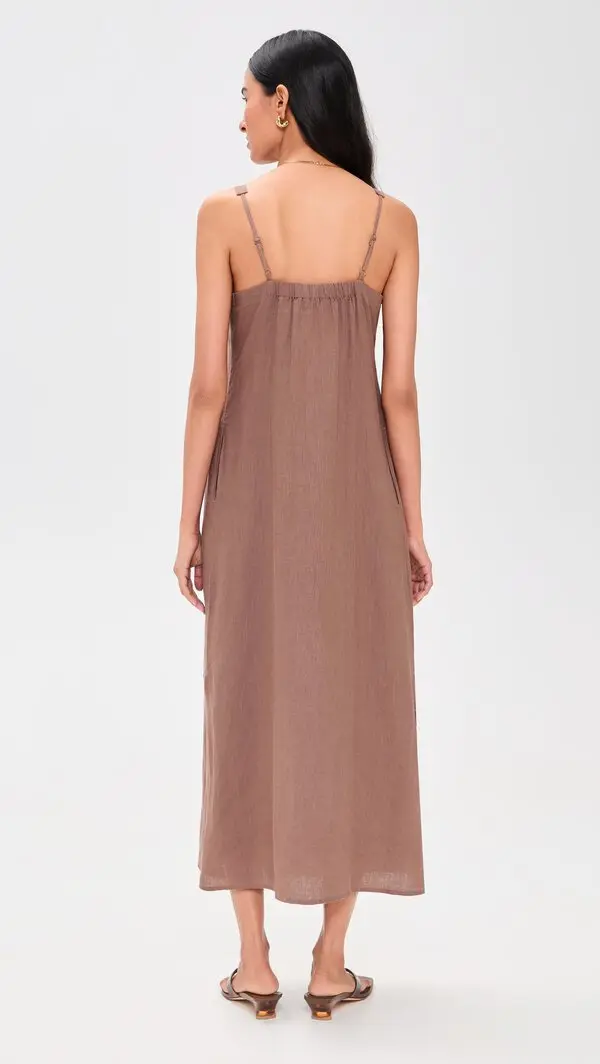 Splendid Stella Linen Pintuck Midi Dress - Wicker