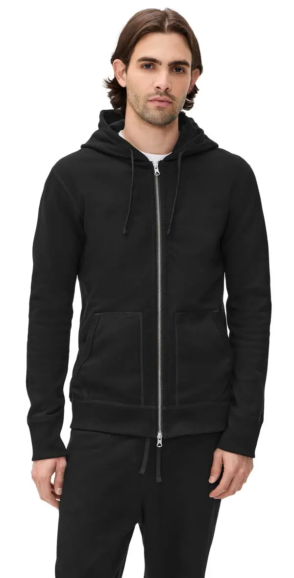 Reigning Champ Midweight Slim Zip Hoodie - Black