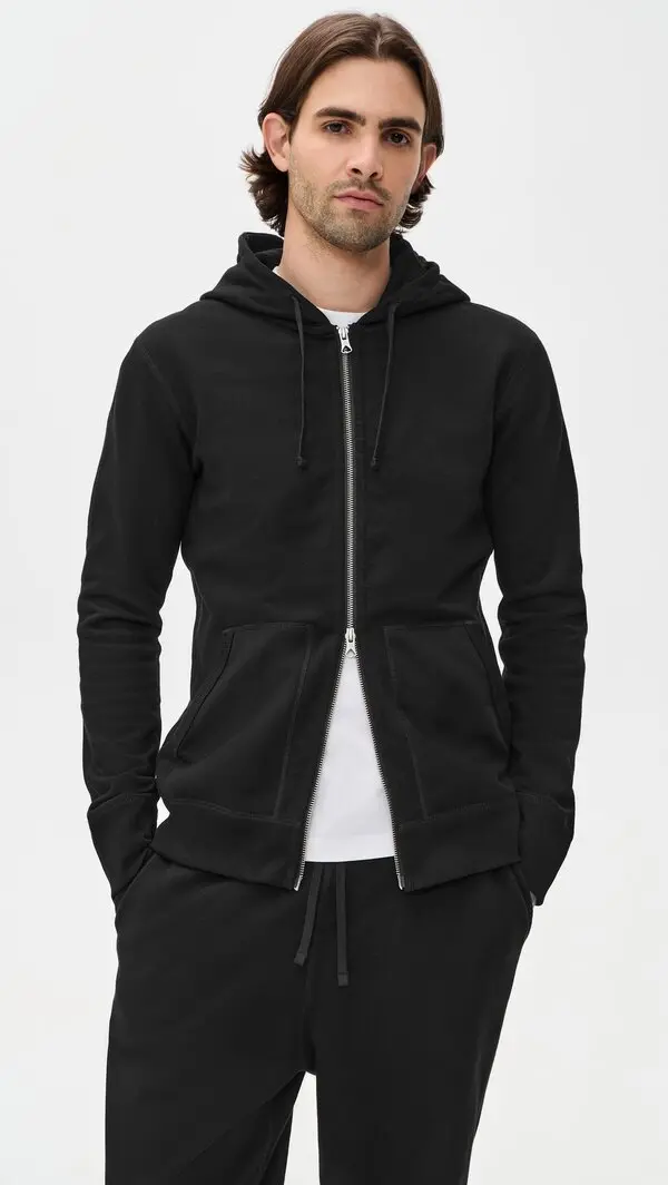 Reigning Champ Midweight Slim Zip Hoodie - Black