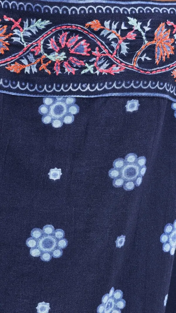 Free People Floral Embroidered Mini Dress - Indigo
