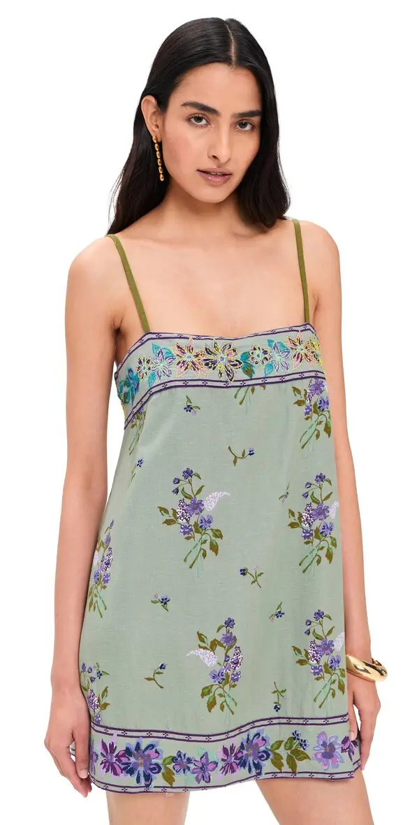 Free People Bali Take Me With You Mini Dress - Mint Combo