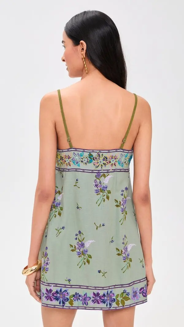 Free People Floral Embroidered Mini Dress - Mint Combo