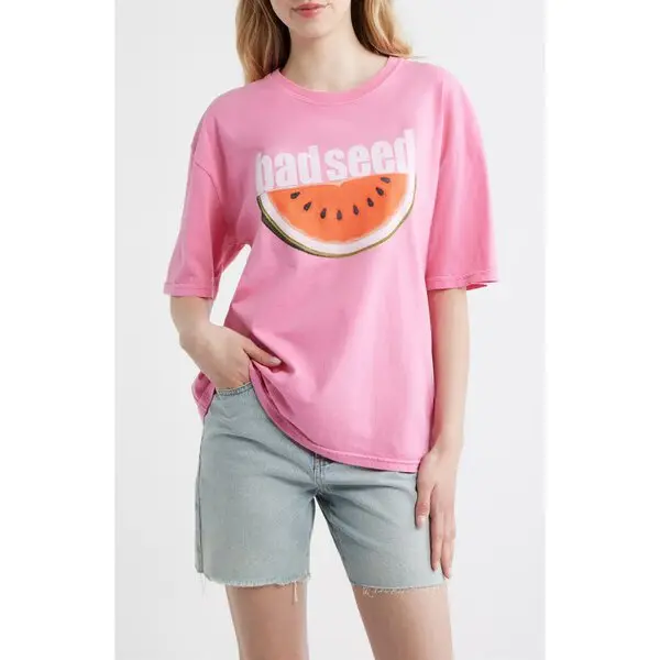 Junk Food Cotton Graphic T-shirt - Pink Carnation