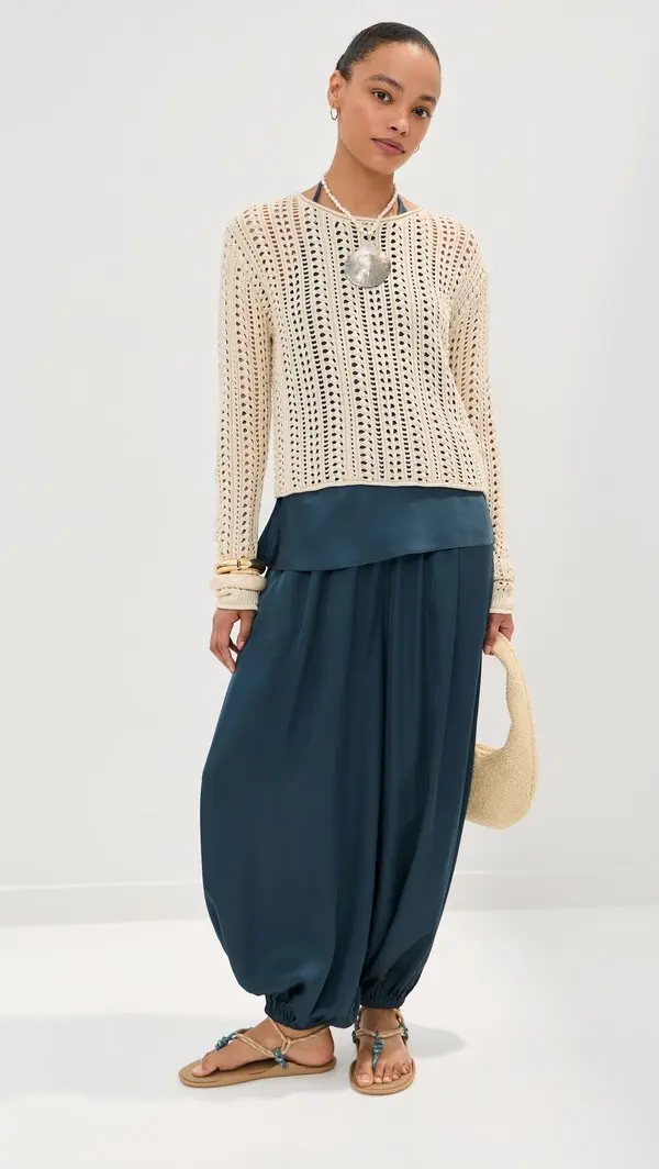 LE BOP Hunter Satin Balloon Pants - Navy