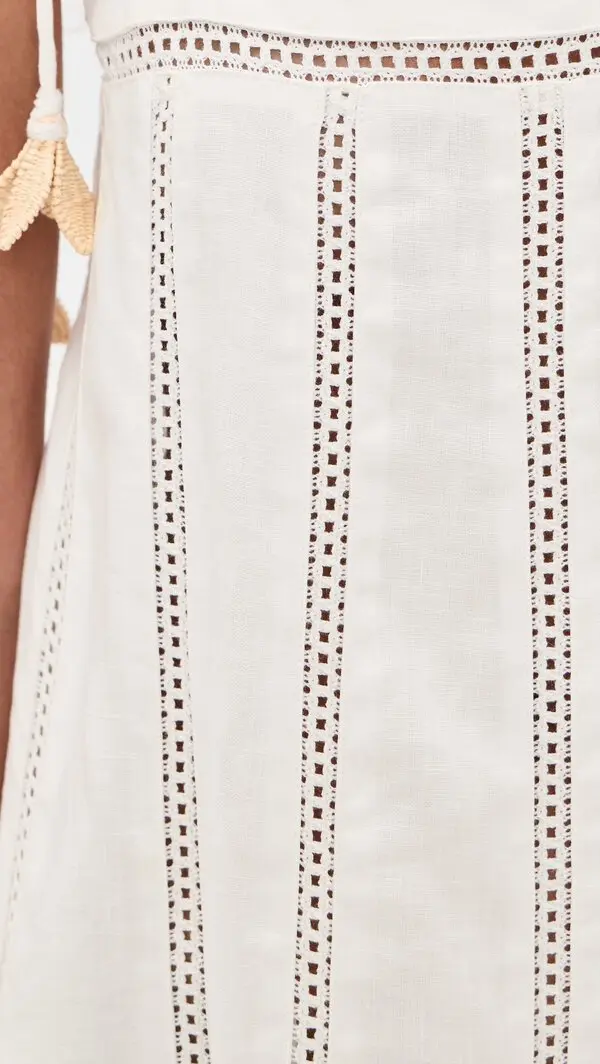 Azulu Nilo Linen Maxi Dress With Lace Trim And Scalloped Hem