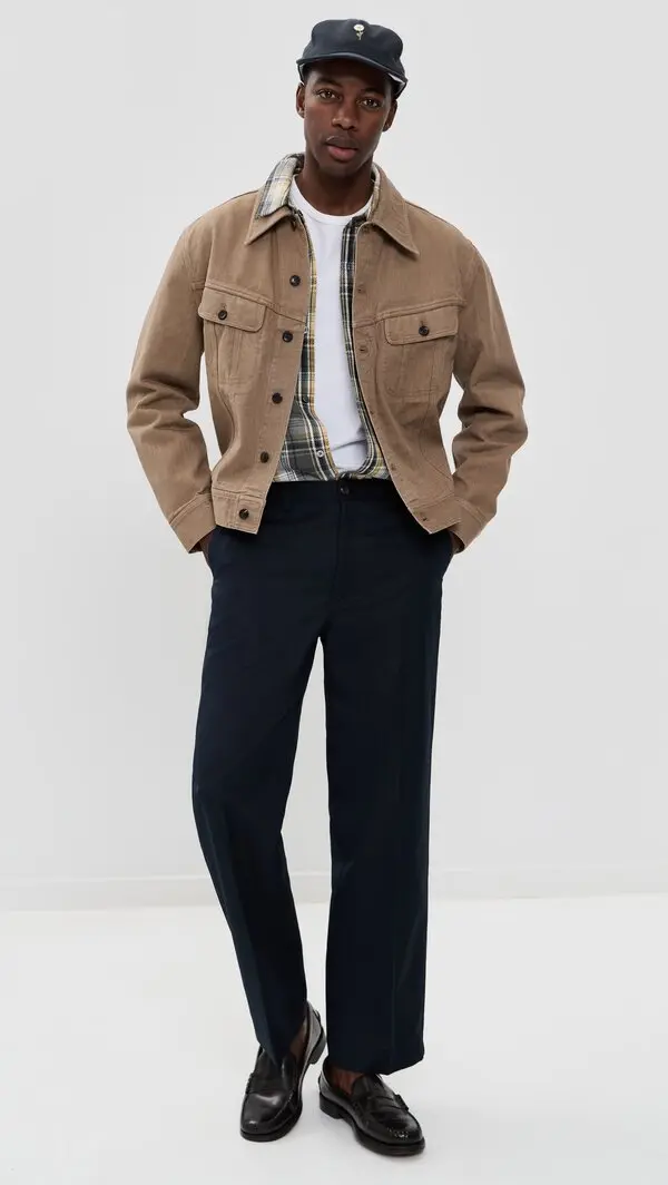 AARON LEVINE Cotton Linen Flat Front Trousers