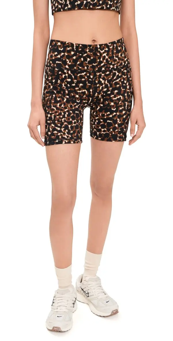 Sweaty Betty Power Biker Shorts - Brown Offbeat Animal Print
