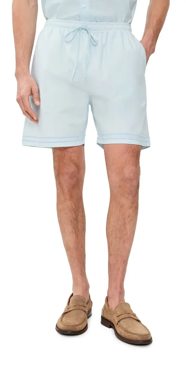 Fanm Mon Embroidered Cotton Shorts - Blue