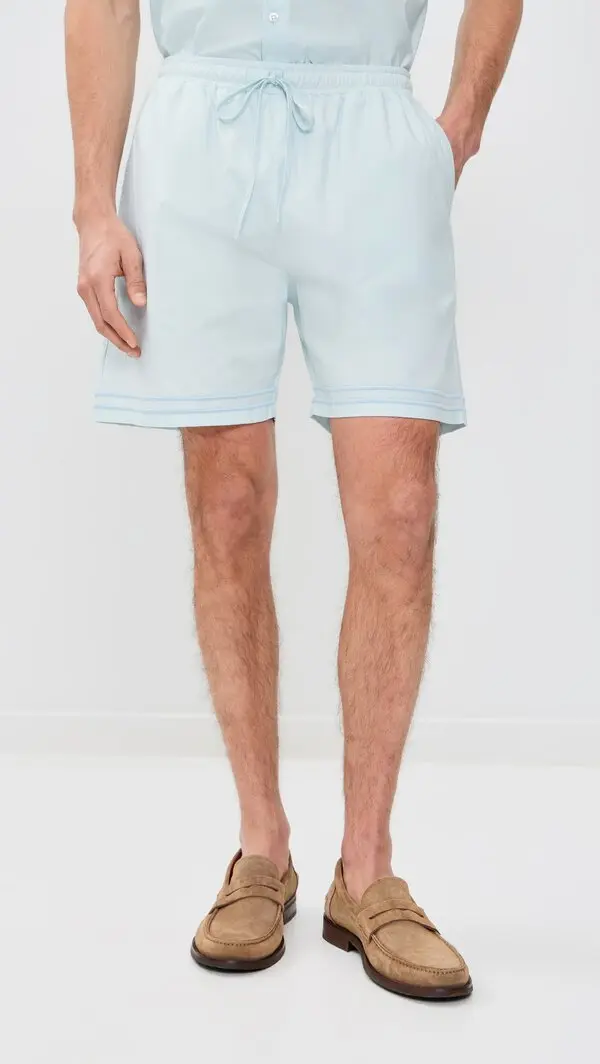 Fanm Mon Embroidered Cotton Shorts - Blue
