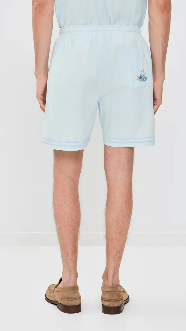 Fanm Mon Embroidered Cotton Shorts - Blue