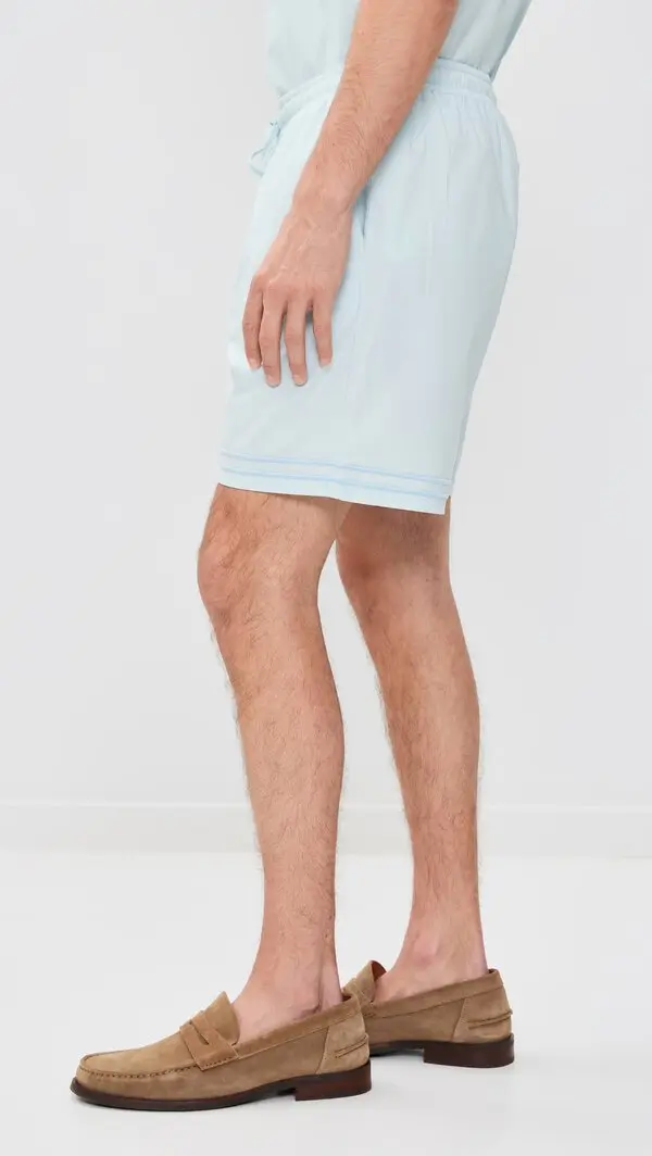 Fanm Mon Embroidered Cotton Shorts - Blue