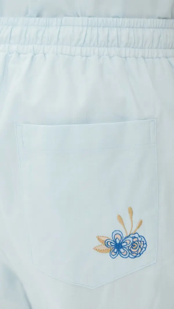 Fanm Mon Embroidered Cotton Shorts - Blue