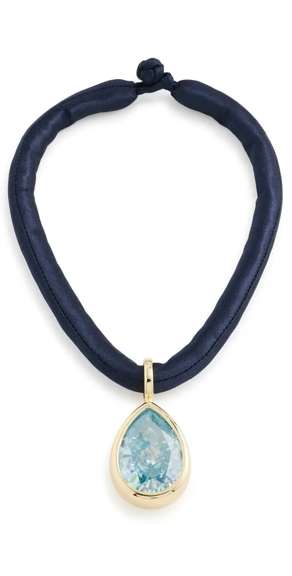 MAYAMAR Statement Teardrop Cord Necklace - Turquoise