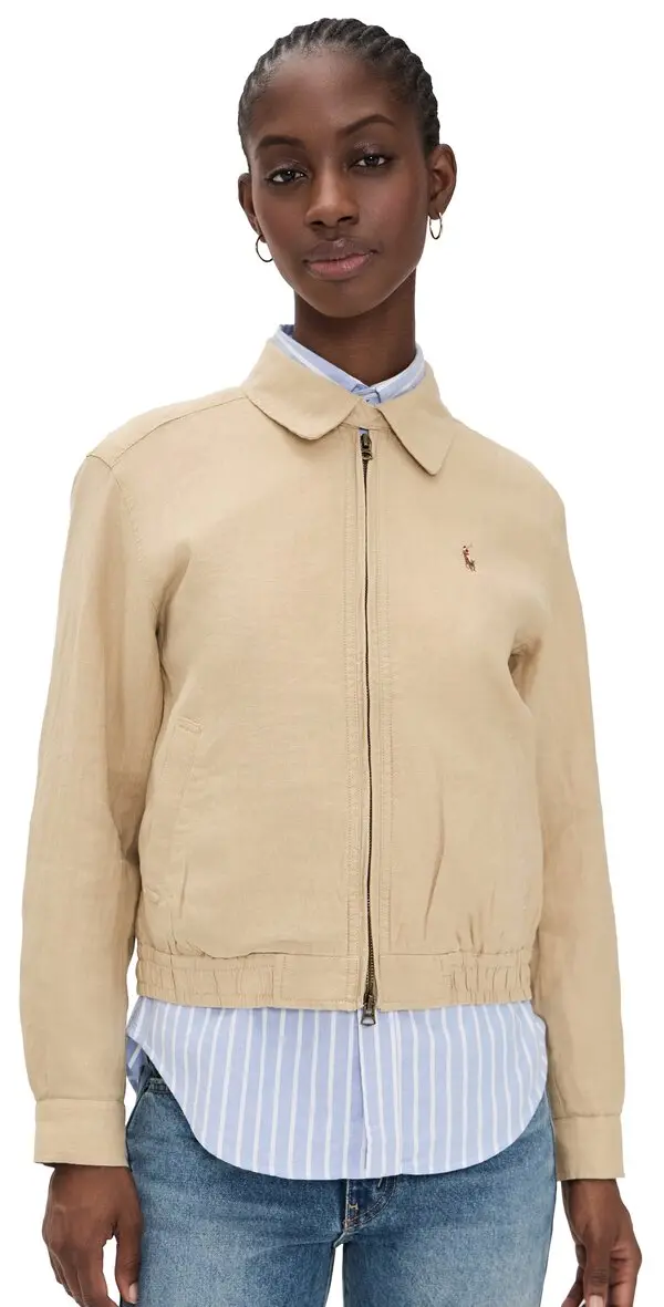Polo Ralph Lauren Linen Zip-up Jacket - Tan