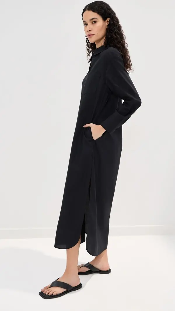 LE BOP Elliot Poplin Maxi Dress - Black