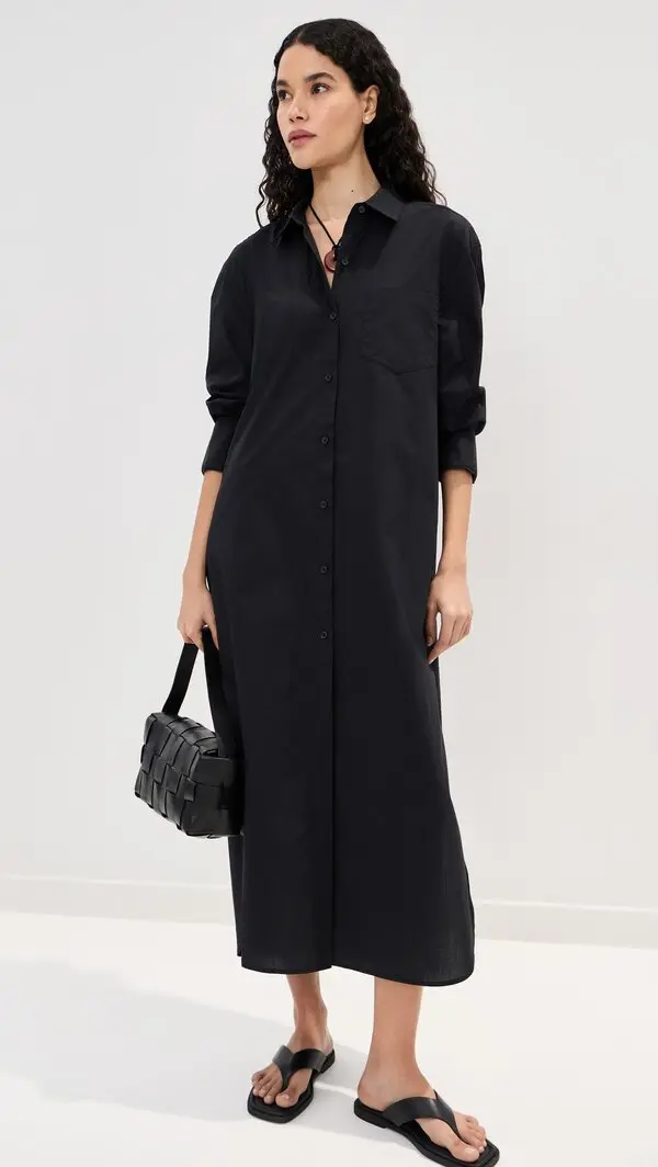 LE BOP Elliot Poplin Maxi Dress - Black