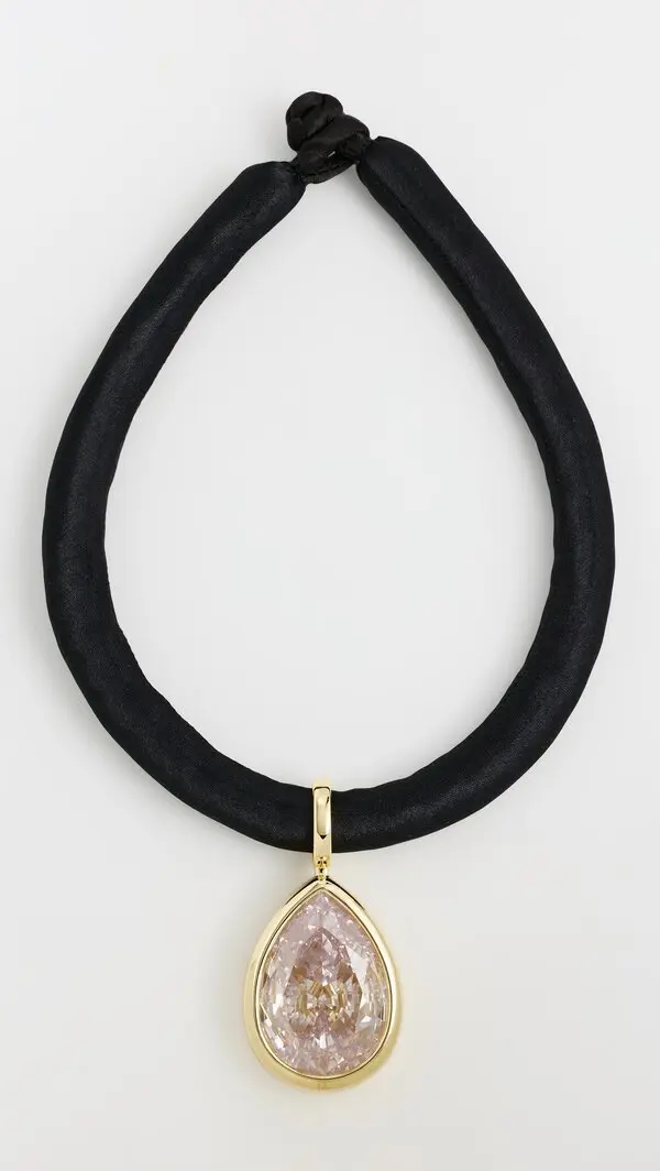 MAYAMAR Statement Teardrop Cord Necklace - Crystal