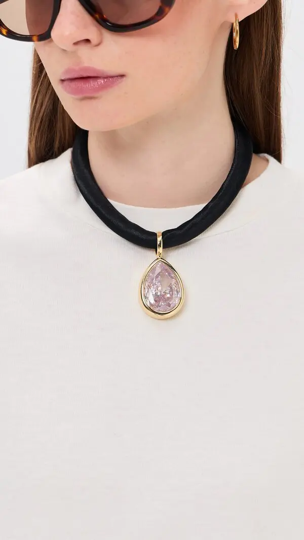 MAYAMAR Statement Teardrop Cord Necklace - Crystal