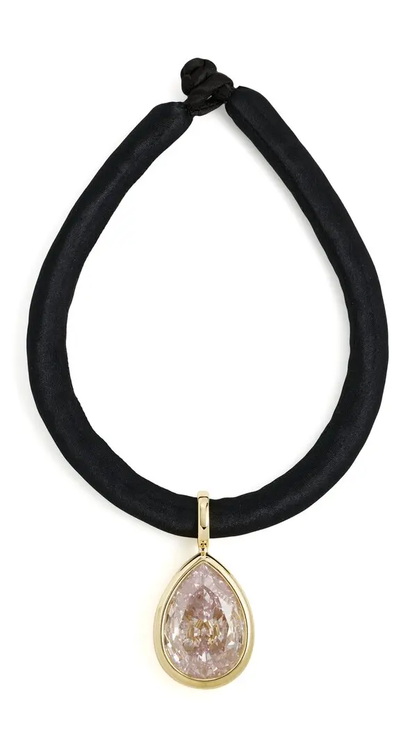 MAYAMAR Statement Teardrop Cord Necklace - Crystal