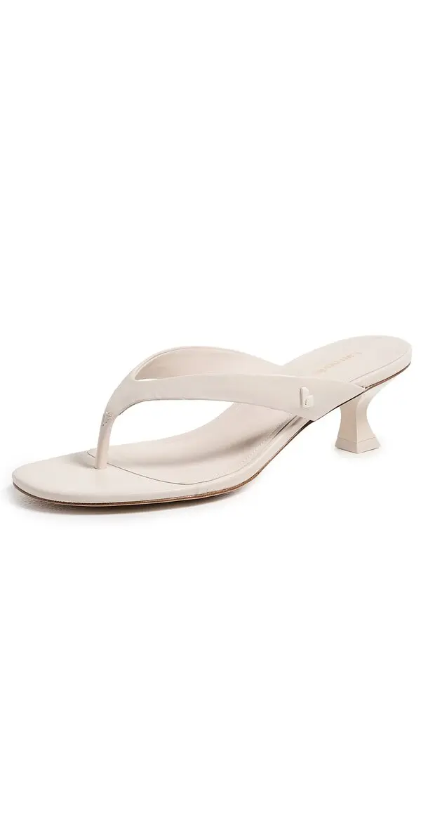 Larroude Gaia Low Heel Sandals - Ivory Leather