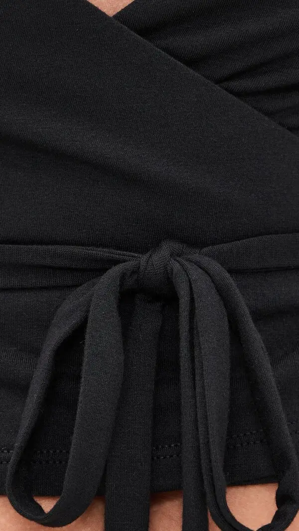Eterne Soft Jersey Wrap Top - Black