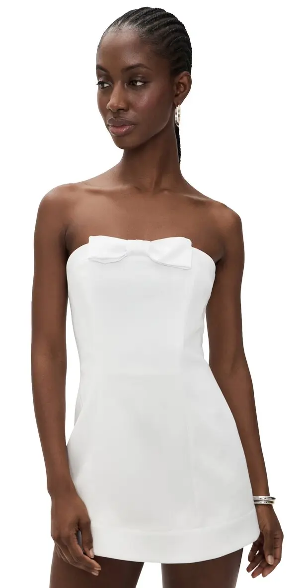 Alice + Olivia Katya Sculpted Bow Romper - Off White