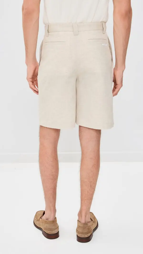 Maison Kitsuné Pleated Linen Blend Shorts