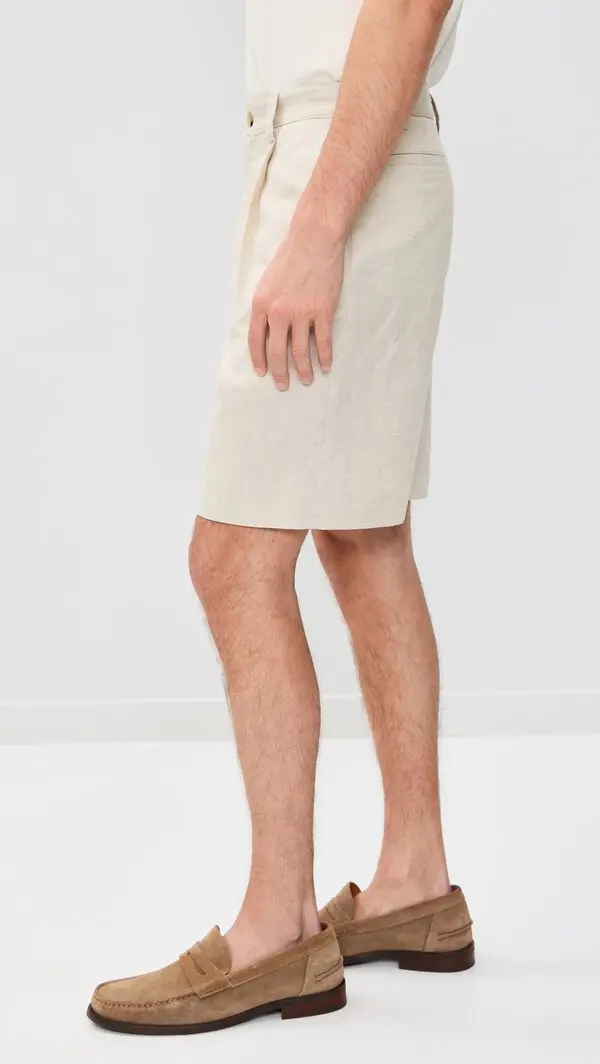 Maison Kitsuné Pleated Linen Blend Shorts