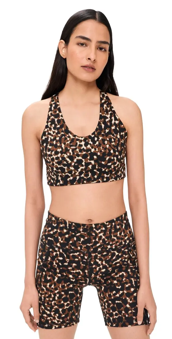 Sweaty Betty Power Racer Bra - Brown Offbeat Animal Print