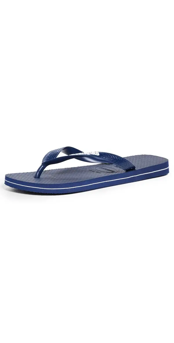 Havaianas Top Rubber Logo Flip Flops - Navy Blue