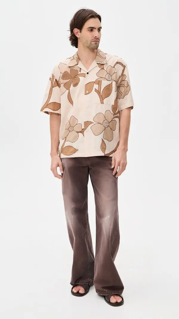 KARDO Rohit Hand Embroidered Shirt - Tan