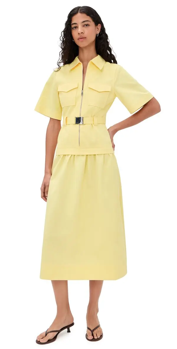 ALIGNE Pearl Belted Dress - Butter Yellow